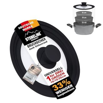 STONELINE Couvercle universel en verre 16/18/20 cm | Noir