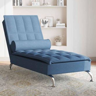 vidaXL Massage-Chaiselongue mit Nackenrolle Blau Stoff Vidaxl