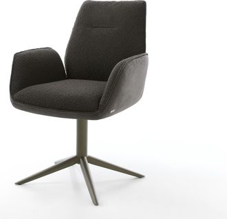 DELIFE Drehstuhl Zoa-Flex Materialmix Schwarz Fu&szlig;kreuz Effektfinish Titan 360&deg; drehbar Wippfunktion Taschenfederkern, Esszimmerst&uuml;hle