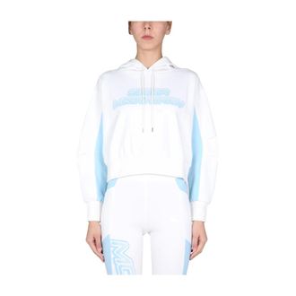Stella McCartney Femme, Sweatshirts et sweats &agrave; capuche, Blanc, Taille: 38 FR Sweat &agrave; capuche en jersey de coton avec logo imprim&eacute;