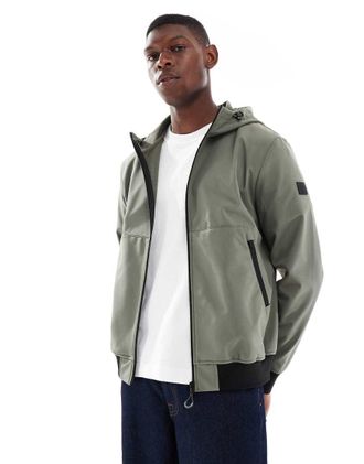 Only & Sons Softshell-Bomberjacke in Grau mit Rei&szlig;verschluss