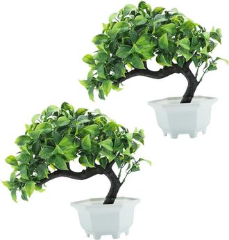 Amosfun 2stücke Künstliche Kiefer Im Topf Bonsai-Kiefer Simulierter -Bonsai Künstliche Gartenpflanze Für Innen Und Außen - Für Drinnen Kleine n Im Topf