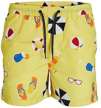 Jack & Jones Mens JPSTFIJI JJSWIM Big Prints Short de Bain Jaune Taille M, Jaune, M