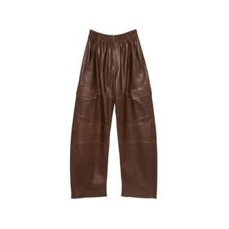 Petar Petrov Weite Lederhose - - Trousers - Damen - Braun - S