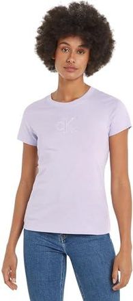 Calvin Klein Jeans T-Shirt Manches Courtes Femme Slim Col Ras-du-Cou, Violet (Pastel Lilac), M