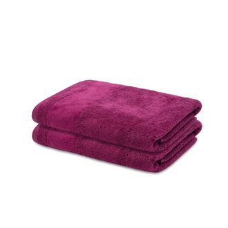 Looks by Wolfgang Joop 2X Handtuch 50x100 cm - 100% Baumwolle Doppelpack Luxus Handt&uuml;cher mit Aufh&auml;nger & Logostick, 2er Set Handt&uuml;cher lila