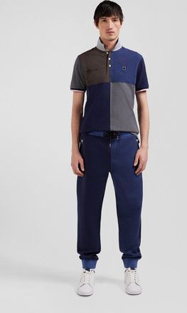 Eden Park Pantalon Jogging En Coton M&eacute;lang&eacute; Bicolore Bleu Marine Coupe Regular