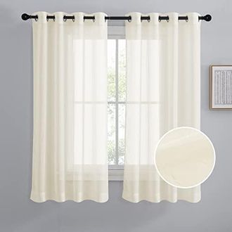 Nicetown Durchsichtige Vorhänge mit Ösen, 160 cm lang, gekräuselter Voile, durchscheinend, leichte und luftige Vorhänge, Fensterbehandlung für Küche/Badezimmer