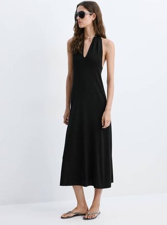 Mango Robe halter d&eacute;tail au dos noir - Femme - XXS - MANGO