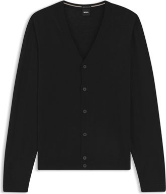 BOSS Herren Mardon-L Cardigan aus Schurwolle mit V-Ausschnitt Schwarz001 XXL