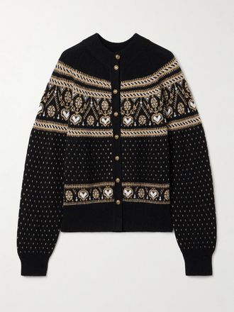 Khaite Cardigan En Cachemire Jacquard Marc - Noir