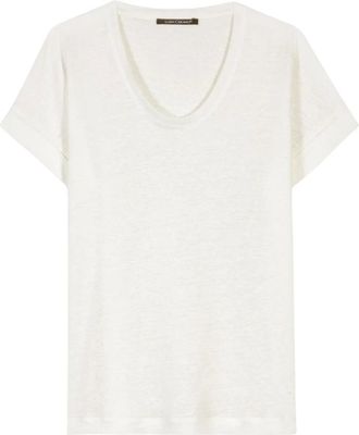 Luisa Cerano Femme, Tops, Blanc, Taille: 38 FR Linen T-Shirt