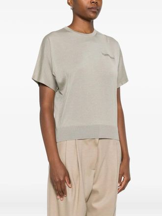 PESERICO Womens Embellished Short-Sleeved Top Aw25 W