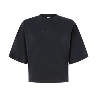 Pinko Urbaner Stil Baumwoll-T-Shirt - - Tops - Damen - Schwarzk - L