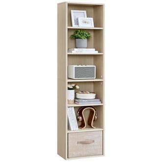 Vasagle Bibliothèque, Étagère sur 6 Niveaux, Meuble de Rangement Ouvert, Étagère, 24 x 40 x 178,5 cm, pour Salon, Bureau, Salle à Manger, Beige Naturel LBC167