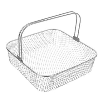 Hemobllo Edelstahl Hei&szlig;luftfritteusen Netzkorb Quadratisch 20x20x6cm mit Griff Back und Frittierkorb f&uuml;r Pommes Chicken Wings Snacks Leicht zu Reinigen Zubeh&ouml;r