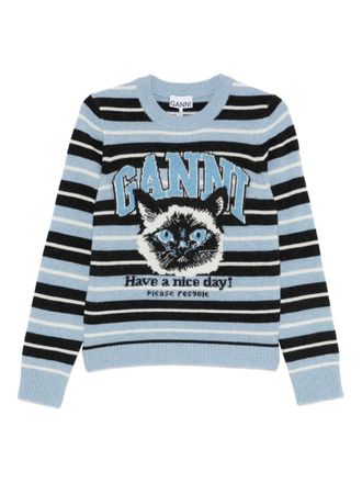 Ganni striped top - Bleu