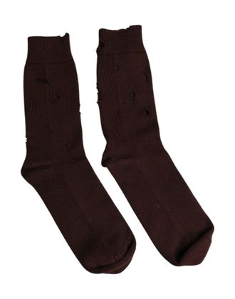 Dolce & Gabbana Unisex Brown Solid Cotton Stretch Mid Calf Socks Blend Clothing