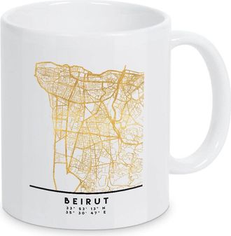 artboxONE Tasse Beirut Lebanon Street MAP Art von Emiliano Deificus - Kaffeetasse St&auml;dte