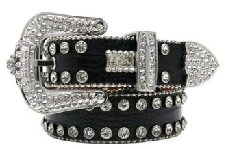 Generic Ceinture en cuir PU avec strass pour femme Style Hip Hop Punk Jeans Ceinture Fashion Streetwear, 3, jusquà 3 mois