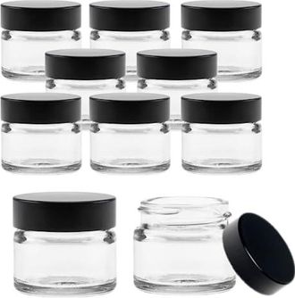 mikken Art 10 x Mini Glas-Tiegel 15ml, leere Cremetiegel Cremedosen aus Glas