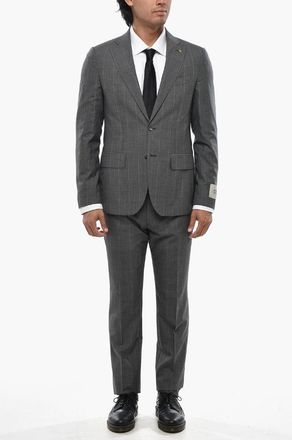 Corneliani CC COLLECTION Zweiknopf-Anzug aus reiner Schurwolle im dezenten Karomuster mit Pattentaschen Corneliani