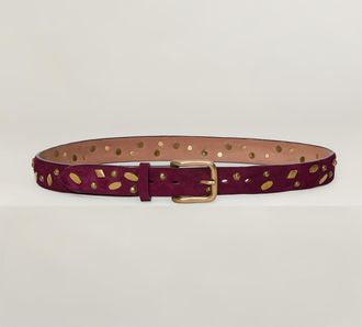 Reptiles House Nusa-Schnalle und Wildledergürtel mit Nieten 30mm - Bordeaux