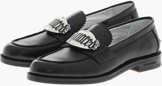 Dsquared2 Leather Loafers with Metal Logo size 37