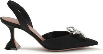 Amina Muaddi Femme, Chaussures, Noir, Taille: 38 1/2 EU Escarpins &agrave; Talons Hauts en Soie avec Bout Pointu