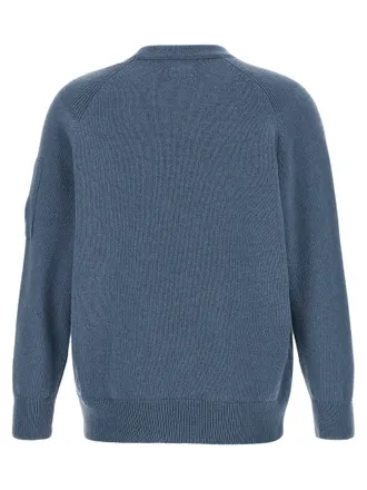 C.P. Company Lens-Detail Crew Neck Sweater - Blue