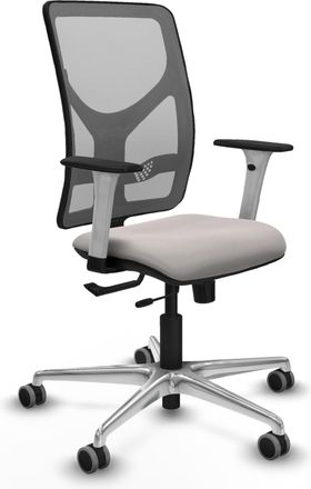 Piqueras y Crespo Schreibtischstuhl in Wei&szlig; und Grau, mit wei&szlig;en und schwarzen Armlehnen, h&ouml;henverstellbare Lendenwirbelst&uuml;tze, ausgestattet mit Syncro/Traslack und Sch