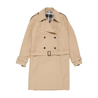 Acne Studios Femme, Manteaux, Beige, Taille: 38 FR Trench Beige avec Checks Contrastants