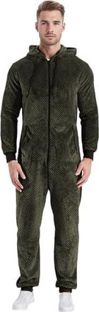 Generico Combinaison pour homme en polaire à manches longues avec doublure en polaire pour lhiver, vert, XXL