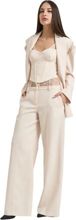 Patrizia Pepe Femme, Vestes, Beige, Taille: 36 FR Blazer en dentelle &agrave; simple boutonnage