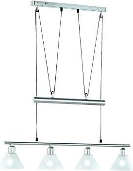 Trio Leuchten JoJo-Pendelleuchte Stamina 3751041-07, Metall Nickel matt, Glas opal wei&szlig; matt, exkl. 4x E14, h&ouml;henverstellbar, 40W