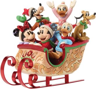 Enesco Disney Traditions by Jim Shore Figur Mickey Mouse und Seine Freunde reiten im Schlitten, 20,3 cm, Mehrfarbig