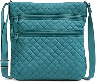 Vera Bradley Triple Zip Hipster Crossbody Purse, Sac &agrave; bandouli&egrave;re Femmes, Forever Green Coton recycl&eacute;, Taille Unique