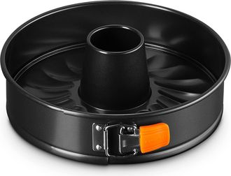 LE CREUSET Antihaft Springform mit Rohrboden, Rund, &Oslash; 26 cm, Sauerteigbest&auml;ndig, Aus Karbonstahl gefertigt, Anthrazit/Orange, 94102326001100