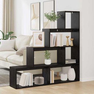 vidaXL vidaXL Cloison Biblioth&egrave;que Ch&ecirc;ne noir 143,5 x 29 x 143,5 cm
