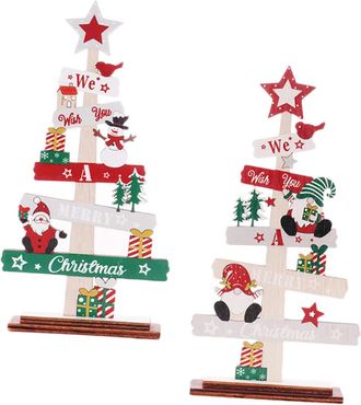PartyKindom 2stücke Holz Weihnachtsbaumdeko Für Tisch Weihnachtsornament Aus Hochwertigem Holzmaterial Weihnachtshandwerk Als Dekoration Für Schreibtisch Und Zuha