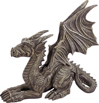 Design Toscano Desmond der Drache Gothic-Dekostatue, Polyresin, steingrau, 41 cm