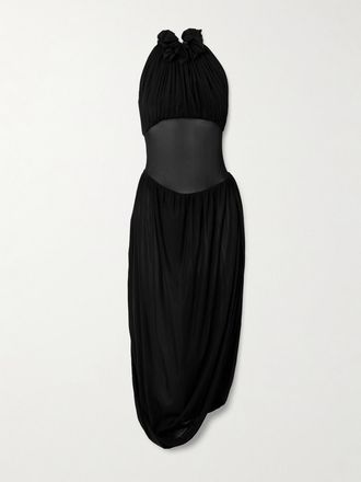 Maygel Coronel Azzurra Midikleid Aus Stretch-jersey Mit Raffungen Und R&uuml;schen - Schwarz