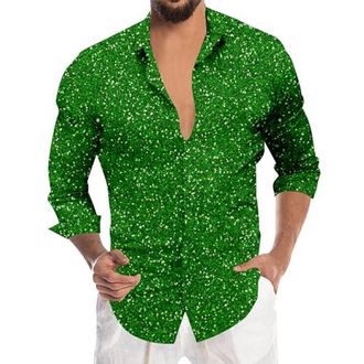 Generic Haut Paillette Grande Taille, Chemise &agrave; Manches Longues pour Homme Style Carnaval Automne D&eacute;Contract&eacute;E Impression 3D Style Hawa&iuml;En Hauts