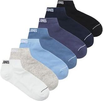 Jack & Jones Jacowen Lot de 7 Paires de Chaussettes Courtes, Navy Blazer/Pack:White-Vintage Indigo-LGM-Coronet Blue-Dutch Canal-Black, Taille Unique Homme