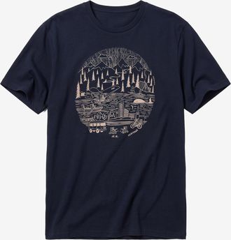 Knowledge Cotton Apparel Herren vegan T-Shirt Mit Aufdruck Auf Der R&uuml;ckseite Nacht-Himmelblau