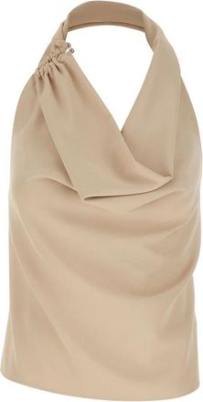 Kaos Kaos, Femme, Tops, Beige, Taille: 36 FR Blouse &agrave; col ch&acirc;le drap&eacute; et dos nu