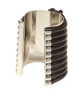 Max Mara bracelet à empiècements en cuir - Marron