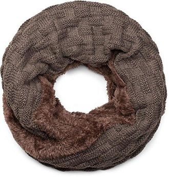 styleBREAKER &eacute;charpe ronde &agrave; mailles fines chaude avec motif tresse et doublure int&eacute;rieure en polaire tr&egrave;s douce, &eacute;charpe snood, unisexe 01018150, couleur:Taupe