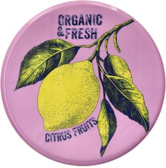 Gift Company Love Trays, Dekotablett, L, Motiv: Zitrone, rund, rosa/gelb 31x1x31cm