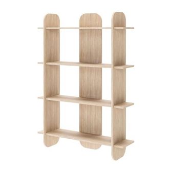 Selsey Livio Bücherregal 107,2 cm x 149,4 cm x 28 cm, Designer-Wandregale aus Holz, 16 mm Laminatplatte, 4 offene Regale, geölte Eiche PD3037, ideale Innende
